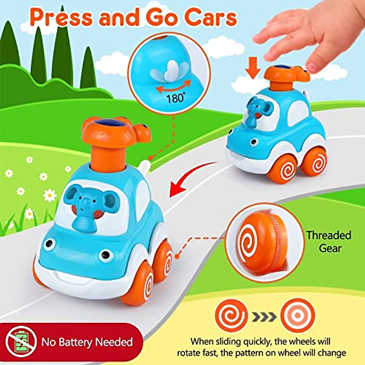 Cars Toys for 1 Year Old Boy Gifts Press and Go Cartoon Toys Cars for Toddlers 1-3 Baby Toys 12-18 Months Toddler Toys Age 1-2 One Year Old Boy Toys 1st Birthday Gifts for 1 2 3 Year Old Boys Girls