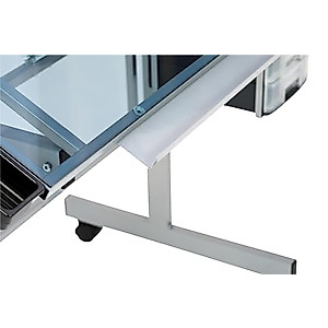 Studio Designs Vision Craft and Drawing Station - 35.5" W by 23.75" D Silver-Blue Glass Top Drafting Table with Pencil Drawers, Side Trays, & Built-In Pencil Ledge - Angle Adjustable Work Surface