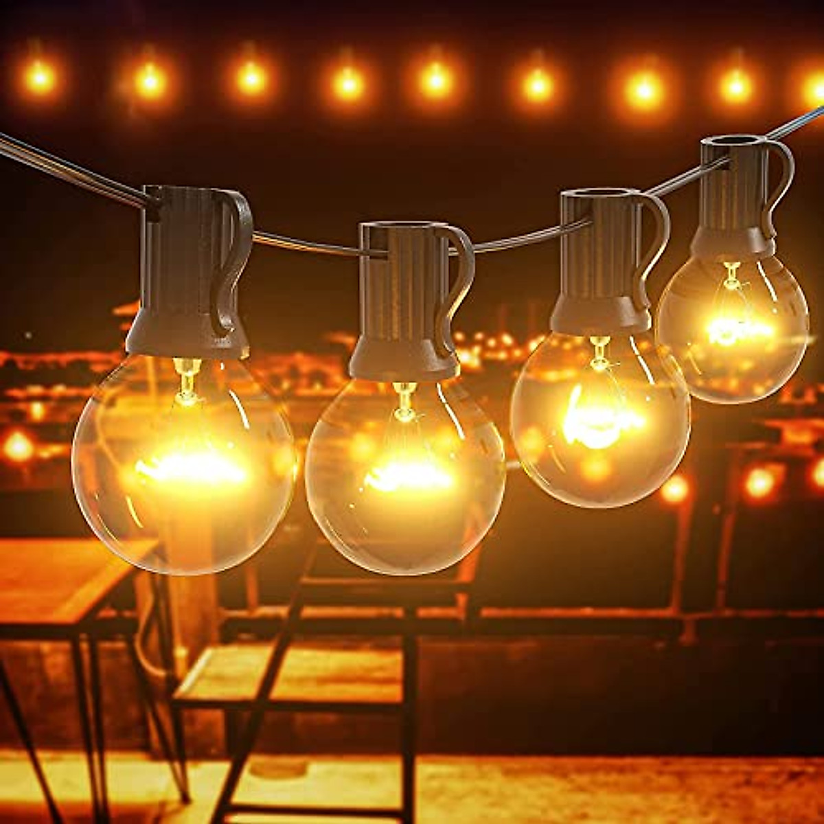CHYParty Outdoor String Lights, 25Ft G40 Globe Patio Lights, 27 Waterproof Clear Glass Bulbs, Indoor Outside Balcony Apartment Backyard Porch Christmas Party Decor