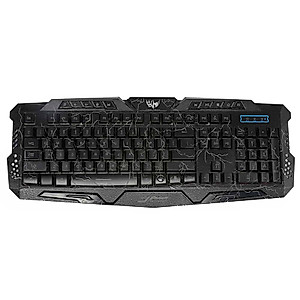 NC A878 114-Key LED Backlit Wired USB Gaming Keyboard with Cracking Pattern Black