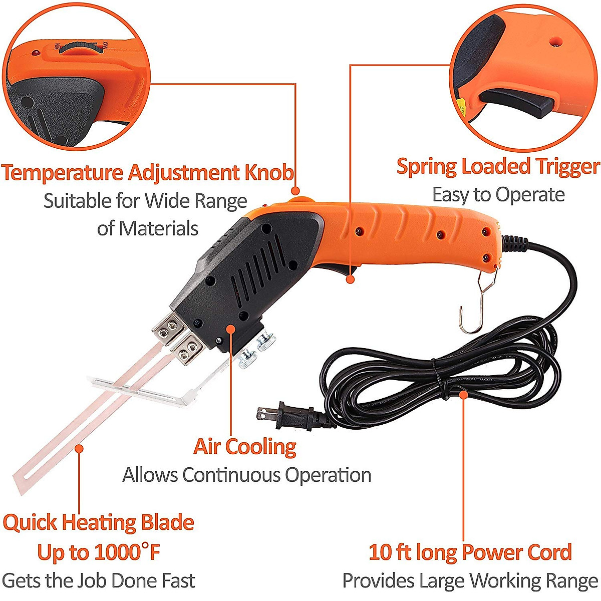 Pro Electric Hot Knife Foam Cutter Styrofoam Cutting Tool Kit Air Cooled Electric Hot Knife Continuous Use(Electric Hot Knife)