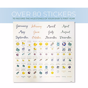 DateWorks Baby Calendar First Year with Stickers – Premium Baby First Year Calendar with 80 Milestone Stickers – 0-12 Months First Year Keepsake Calendar for Boys and Girls