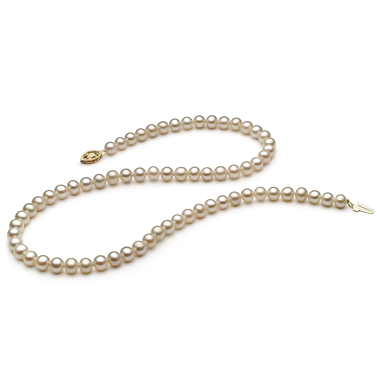 White 5.5-6mm AAA Quality Freshwater Cultured Pearl Necklace for Women-23 in Matinee Length