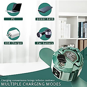 Hssio Camping Fan with LED Light, 7500mAh Rechargeable Portable Ceiling Fan with Remote Control, Tent Fan with 3-Speed Adjustable & Detachable Fan Blades for Outdoor