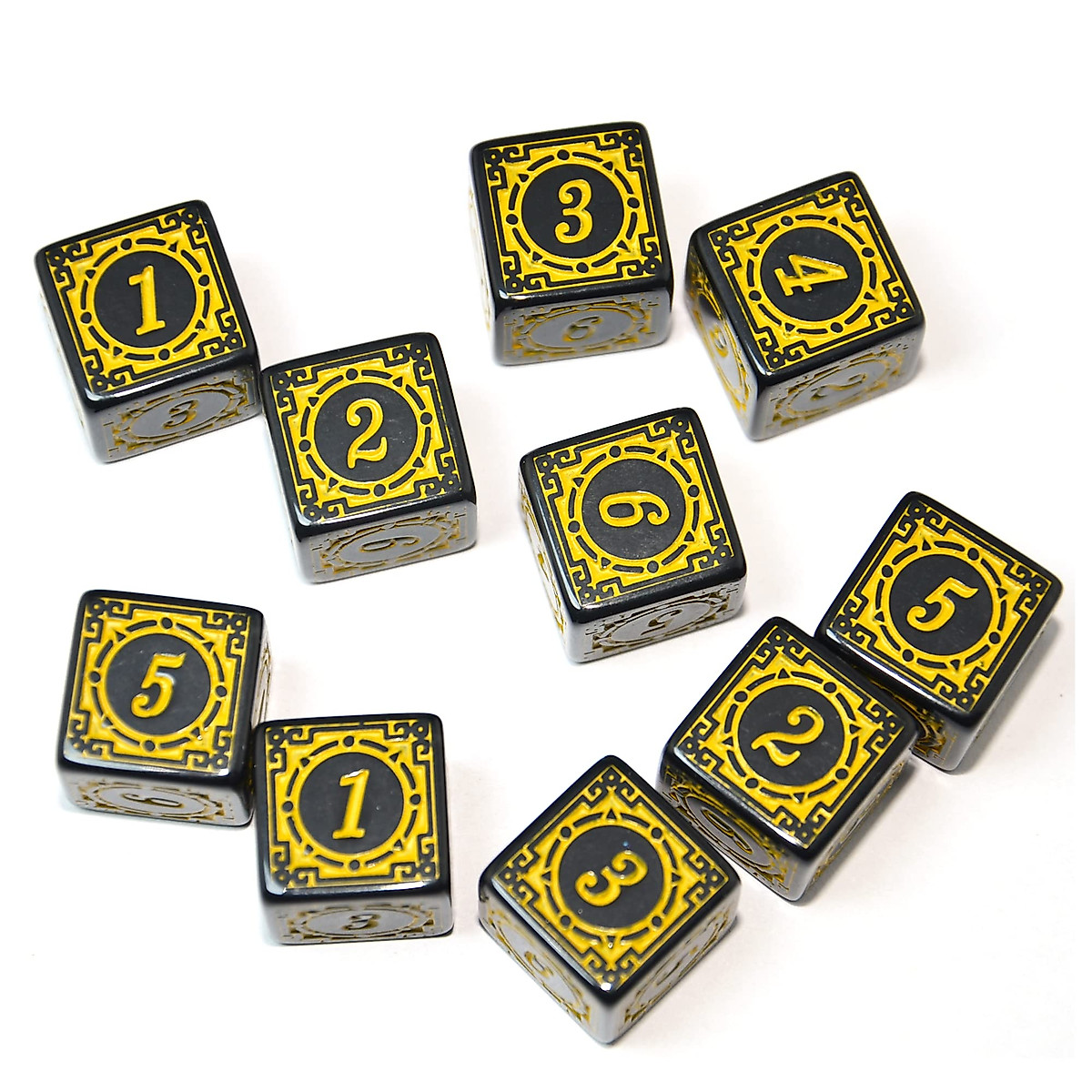 SmartDealsPro 10-Pack D6 Six Sides 16mm Dice Die for DND MTG PRG Wow Table Game Math Teaching (Yellow Letter)