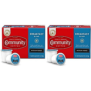 Community Coffee Breakfast Blend 12 Count Coffee Pods, Medium Roast, Compatible with Keurig 2.0 K-Cup Brewers, 12 Count (Pack of 2)