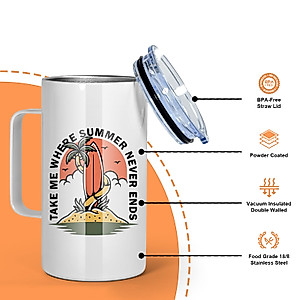 AGH 4 Pack 20 oz Sublimation Tumblers with Handle, Double Wall Stainless Steel Vacuum Insulation Cup with Metal Straw and Splash-Proof Sliding Lid, Travel Coffee Mugs for Hot & Cold Drinks