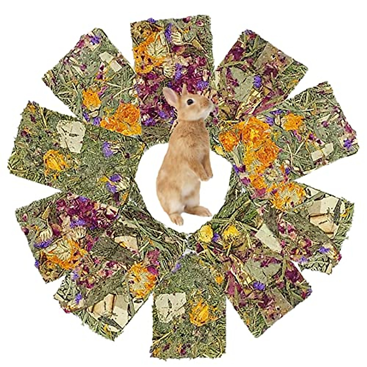 MUYG 10 Pcs Rabbit Chew Toys for Teeth,Chinchilla Natural Timothy Hay Chips Treats Guinea Pig Floral Scent Snacks Treats Dental Health Chewable for Hamsters,Rabbits,Bunny,Chinchillas