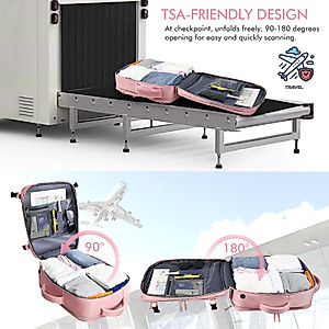 Beraliy Large Travel Backpack for Women, Personal Item Bag Airline Approved, Carry On Luggage, 17.3 inch Laptop Backpack, Waterproof Backpack,Hiking Backpack, Pink