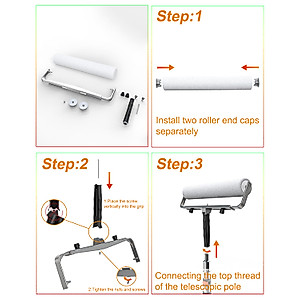 Buyplus 18 Foot High Reach Paint Roller with Lightweight Sturdy Aluminum 3-12FT Telescoping Extension Pole, Multi-Function Paint Roller Kit, House Paint Roller Brush for Walls, Ceiling, Decks, Doors