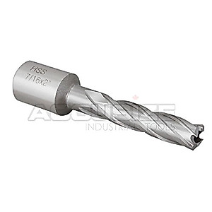 Accusize Industrial Tools 7/16'' Cutting Dia, 3/4'' Weldon Shank, 2'' Cutting Depth H.S.S. Annular Cutters, 2081-2012