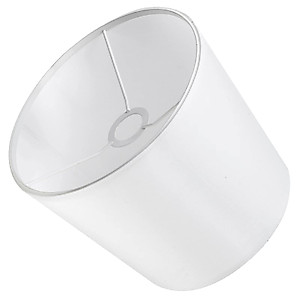 Set of 2 Double Medium Lamp Shades, White Drum Lamp Shade for Table Lamp and Floor Light, Fabric Natural Linen Handmade, 8x10x8.5 inch, Spider (White)