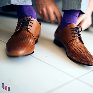 Hugh Ugoli Men's Bamboo Dress Socks for Business & Trouser, Thin & Seamless Crew Socks, 4 Pairs with Gift Box, Navy Blue, Shoe Size: 8-12