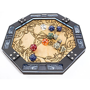 C4Labs Dice Tray-10 Octagon-Wood with Laser Etched Eldritch Cthulhu Lovecraft