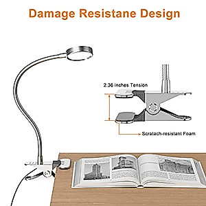 LEPOWER Clip on Light/Book Light/Reading Light with 2 Color Changeable/Night Light Clip on for Desk, Bed Headboard and Computers (Silver)