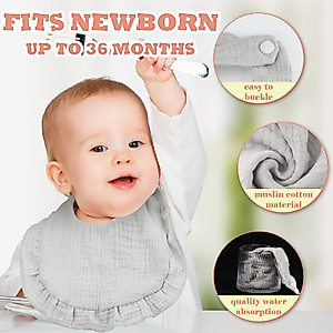 10 Pcs Baby Muslin Bibs Drool Bandana Soft Adjustable Baby Cotton Bibs for Newborn Baby Girl Boy Toddlers Infants Teething (Classic Colors)