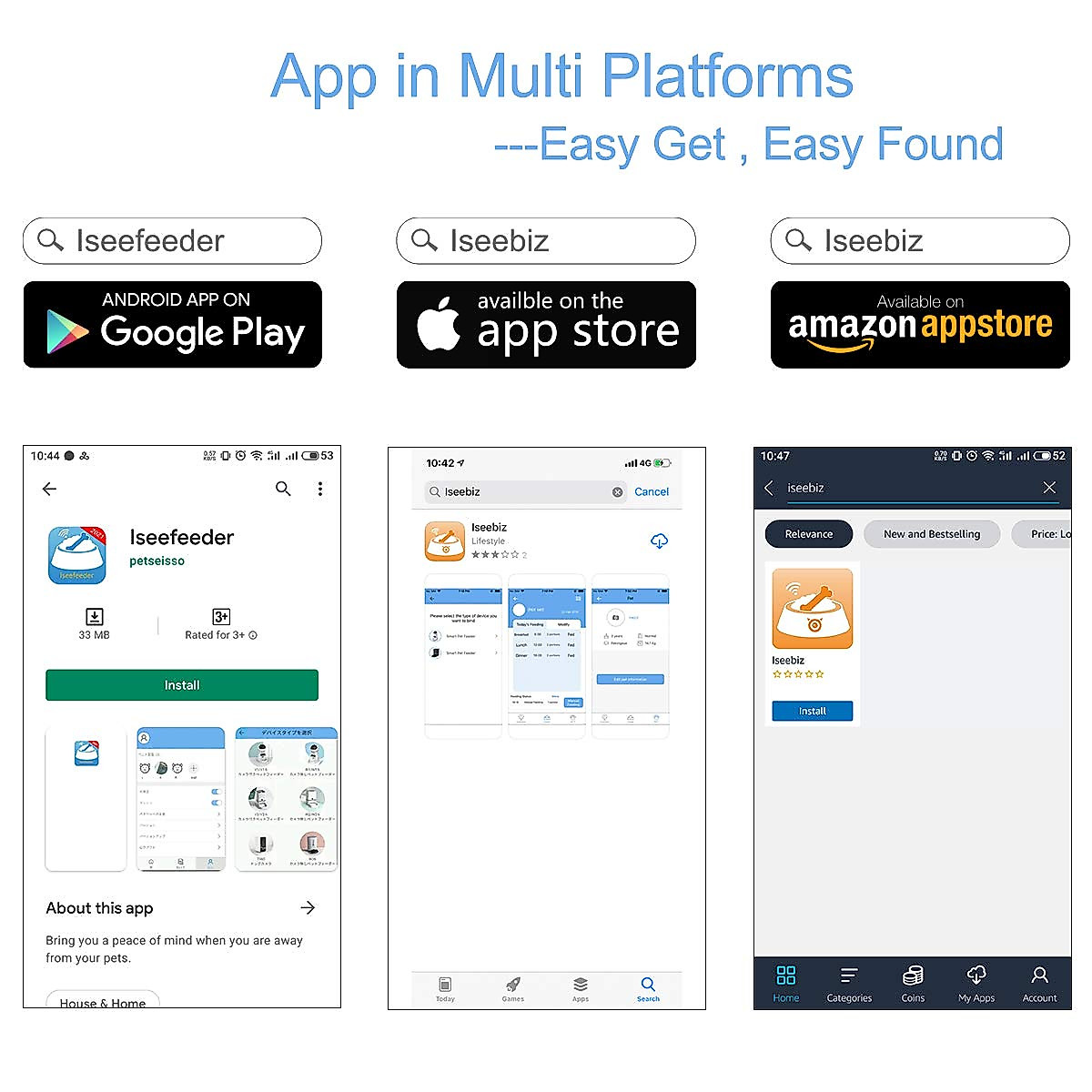 Iseebiz Automatic Pet Feeder with Camera, 3L App Control Smart Feeder Cat Dog Food Dispenser, 2-Way Audio, Voice Remind, Video Record, 6 Meals a Day for Medium Small Cats Dogs, Compatible with Alexa