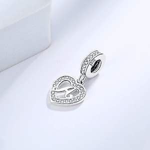 925 Sterling Silver Letter Charms A~Z Alphabet Charm Letter Beads fit Pandora European Bracelets fit Wife Daughter Mom Christmas Birthday Gift