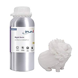 IFUN 3D Printer Rigid Resin- Low Odor Standard- 405nm UV-Curing Photopolymer Resin for LCD DLP 3D Printing White 500ml