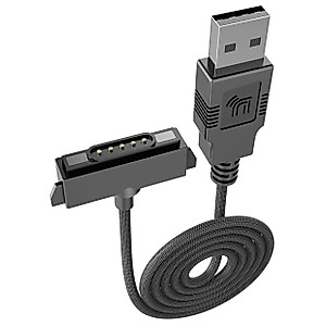 Charger for Sonim XP5/XP6/XP7, Nakedcellphone Brand Black [Rugged Braided] USB Charge/Sync Cable Cord [with Magnetic Contacts] for XP5700, XP6700, XP7700 Phones