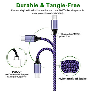 USB C Charger Cable Fast Charging Cord 3PC for Samsung Galaxy A16 A15 5G/A35/S24 Ultra/A54/S23FE/A14/A55/A13/A53/S22/S21/S20,iPhone 16 15,Pixel 9 Pro/8a/7/6,Moto Edge2024/G Power,OnePlus Nord N200/N10