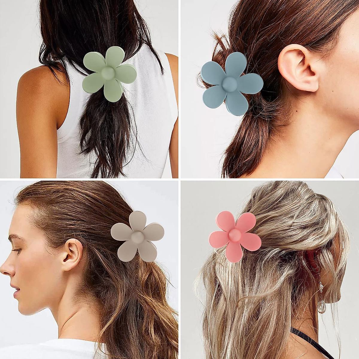 8PCS Flower Claw Clips, Hair Claw Clips for Thick Thin Hair, Non Slip Flower Hair Clips, Strong Hold Hair Clips for Women Girls, Aesthetic Color