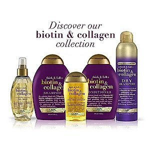 OGX Thick & Full + Biotin & Collagen Shampoo & Conditioner Set, (packaging may vary), Purple, 13 Fl Oz (Pack of 2)