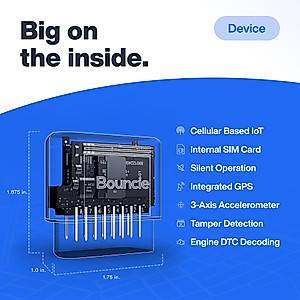 Bouncie - GPS Tracker for Vehicles, Vehicle Location, Route History, Speed Monitoring, Accident Notification, GeoFence, No Activation Fees, Cancel Anytime, Family and Fleets