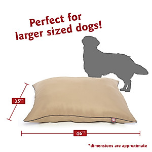 Majestic Pet Rectangle Large Dog Bed Washable – Non Slip Comfy Pet Bed – Dog Crate Bed Super Value Pillow Dog Bed – Dog Kennel Bed for Sleeping - Dog Bed Large Breed 46 x 35 Inch – Solid Khaki