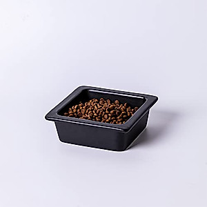 QIRAN Raised Cat Food Bowl,Elevated Cat Bowls with Stand,Ceramic Pet Feeding Bowls for Food and Water,Protect Cat's Spine,Perfect for Cats and Dogs, 12 Ounces*3,Dishwasher Safe,Triple Bowls,Black