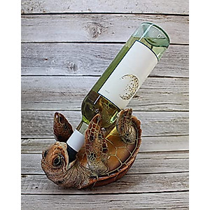 Sea Turtle Bottle Holder Turtle Figurine Natural Color Turtle Wine Bottle Holder