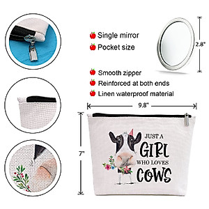 GevGuxLuo Cow Gifts for Cow Lovers, Cow Makeup Bag for Women with Mirror, Cow Birthday Gifts Ideas for Daughter Sister Bestie, Cute Cow Themed Gifts Animal Lovers Gifts for Women Who Loves Cows