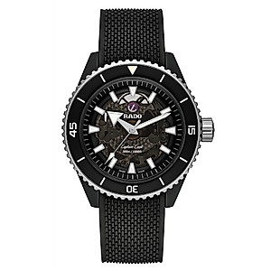 Rado Captain Cook High-Tech Ceramic Black, Rubber Bracelet R32127156
