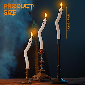 MTLEE 12 Pcs Halloween Ghost Candles Spiral Unscented White Candles Realistic Twisted Taper Candlesticks Halloween Decor Candle for Home Dinner Table Ghost Spooky Decorations