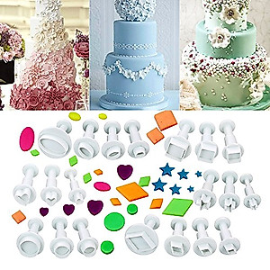 OGORI 20pcs Mini Fondant Cutters Cookie Cutters Sugarcraft Cake Decorating Tools, Square/Round/Heart/Oval/Five-Pointed Star/Diamond