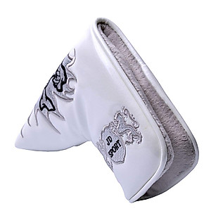 PLUSKER Skull Golf Blade Putter Cover Magnetic Closure Fashion Pattern Synthetic Crystal Mirror Leather White Golf Club Putters Headcover Protector