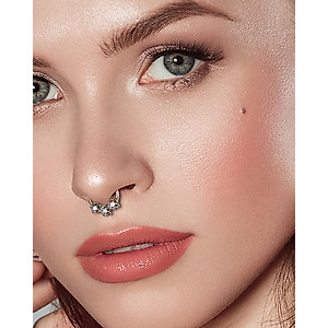 COCHARM 16g Flower Cute Daith Piercing Jewelry Surgical Steel Clear CZ Daith Earrings Hypoallergenic Septum Rings for Women