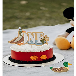 One Lucky Mallard Duck Cake Topper,Mallard 1st Birthday Decoration,Little Duck Hunter Party Decor,Mallard Duck Birthday Party Supplies,Duck Hunting Theme,Lucky Baby Shower Cake Tooper