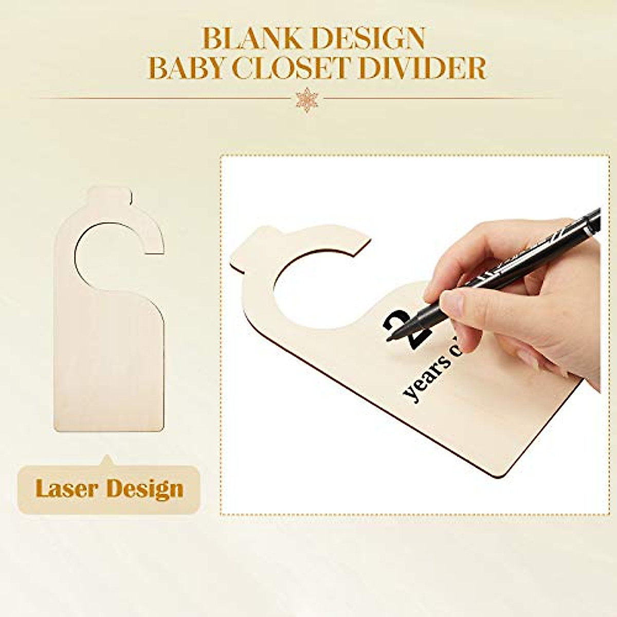 Blank Clothing Rack Divider Wooden Closet Size Divider Baby Closet Blank Organizers Hanger separators Hanging Closet Dividers with Marker Pen for Home Nursery Baby Clothes (15 Pieces)