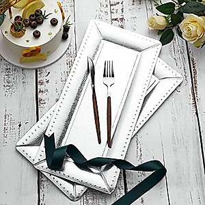 Efavormart 10 Pack - 16" Silver Paper Cardboard Serving Trays with Beaded Rim - 1100 GSM - Perfect for Wedding Ceremonies, Party Decorations, Banquet, Upscale Occasions, Birthday Celebration