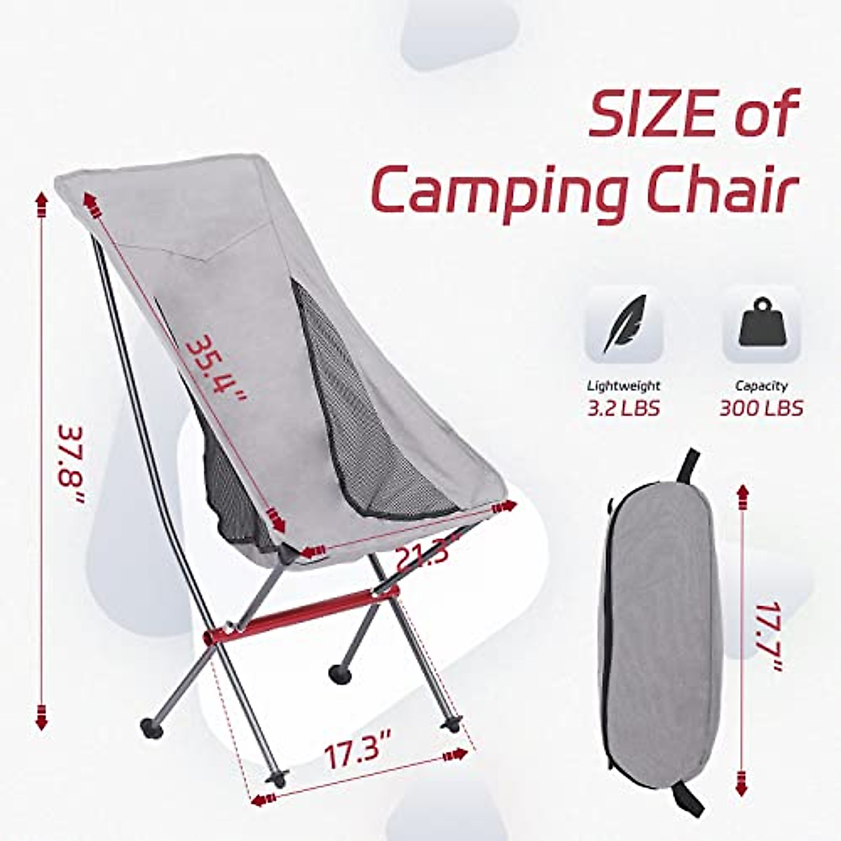 75 75PAI Ultralight High Back Folding Camping Chair, Waterproof All Aluminum Frame Lawn Chair, Portable Beach Chair with Storage Bag for Hiking Beach Fishing Outdoor, Silver