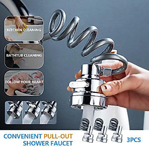 Multifunctional retractable three-gear faucet extender, suitable for sinks, kitchens, bathtubs and closestool