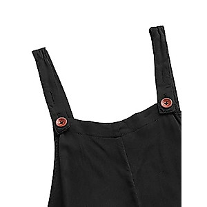 Verdusa Women's Adjustable Straps Jumpsuit Overalls with Pockets Black XL