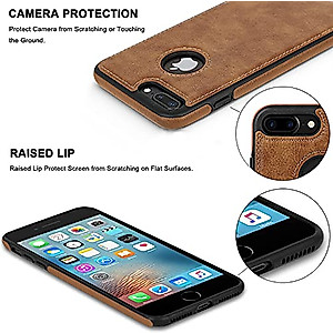 Razstorm Unique Design Luxury Leather Business Phone Case for iPhone 7 Plus & iPhone 8 Plus Anti-Slip Scratch Resistant Ultra Slim Protective Case 5.5” (Brown)
