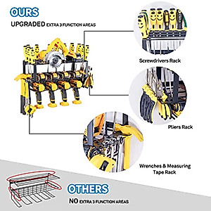 PLOSIF Power Tool Organizer, Ultra Heavy Duty Wall Mount Drill Holder 4 Layers Floating Shelves, Garage Shelving on Pegboard, Garage Organization and Storage Rack for Dad