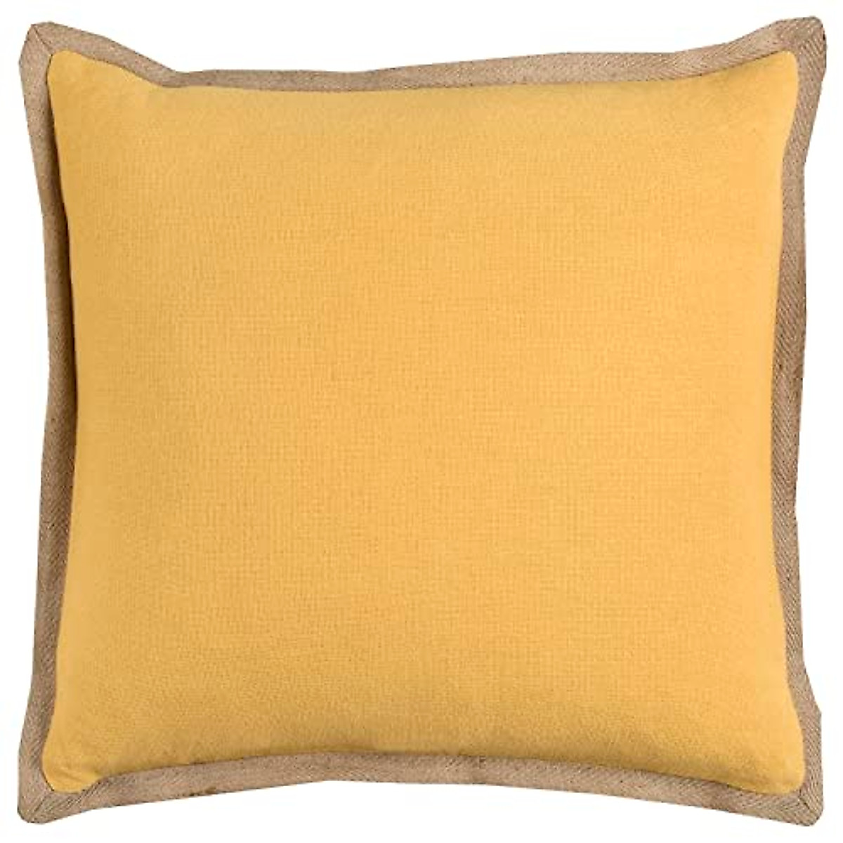 Rizzy Home T11029 Decorative Pillow, 22"X22", Yellow/Brown/Neutral
