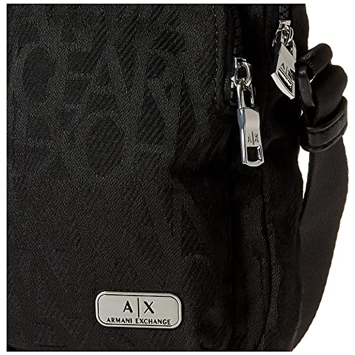 A | X ARMANI EXCHANGE Zip Top Fabric Crossbody Bodypack, Black/Black