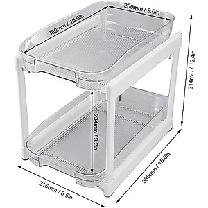 2 TierUnder Sink Organizer, Kitchen Organizers & Storage, 2-Tier Organizer with Clear Sliding Baskets & Pull Out Drawer, Under Cabinet Storage for Office,Kitchen,Bathroom,Sink Storage Rack, (X-Large)