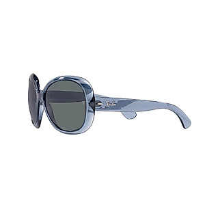 Ray-Ban Women's RB4098 Jackie Ohh II Butterfly Sunglasses, Transparent Blue/Dark Grey Polarized, 60 mm