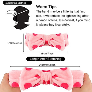 WHAVEL 9 Pack Pink Microfiber Hairband for Washing Face, Makeup Headband Skincare Headbands with Cute Bow, Fluffy Face Wash Headband for Women